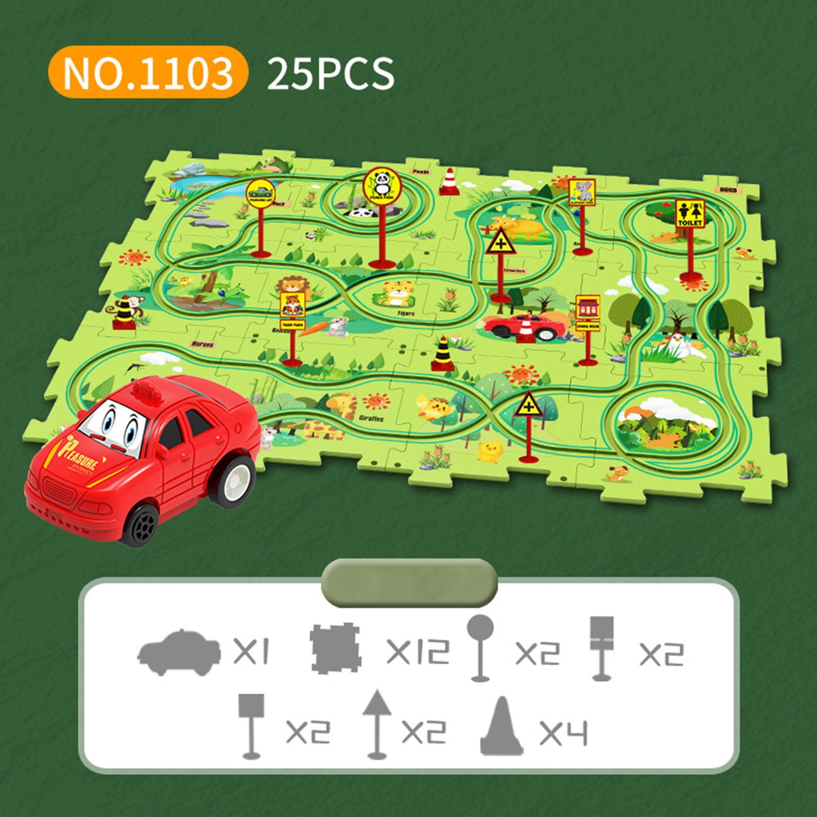 25PCS Puzzle Track Car Play Set DIY Puzzle Racer Kids Car Track Set ...