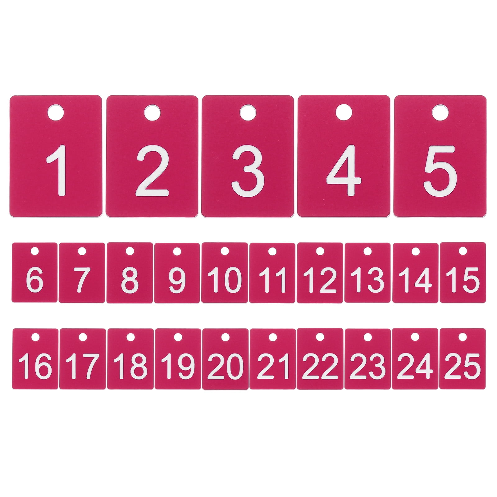 25PCS Rectangle Number Tags 1-25, 3x4CM Number Key Tags Plastic ...