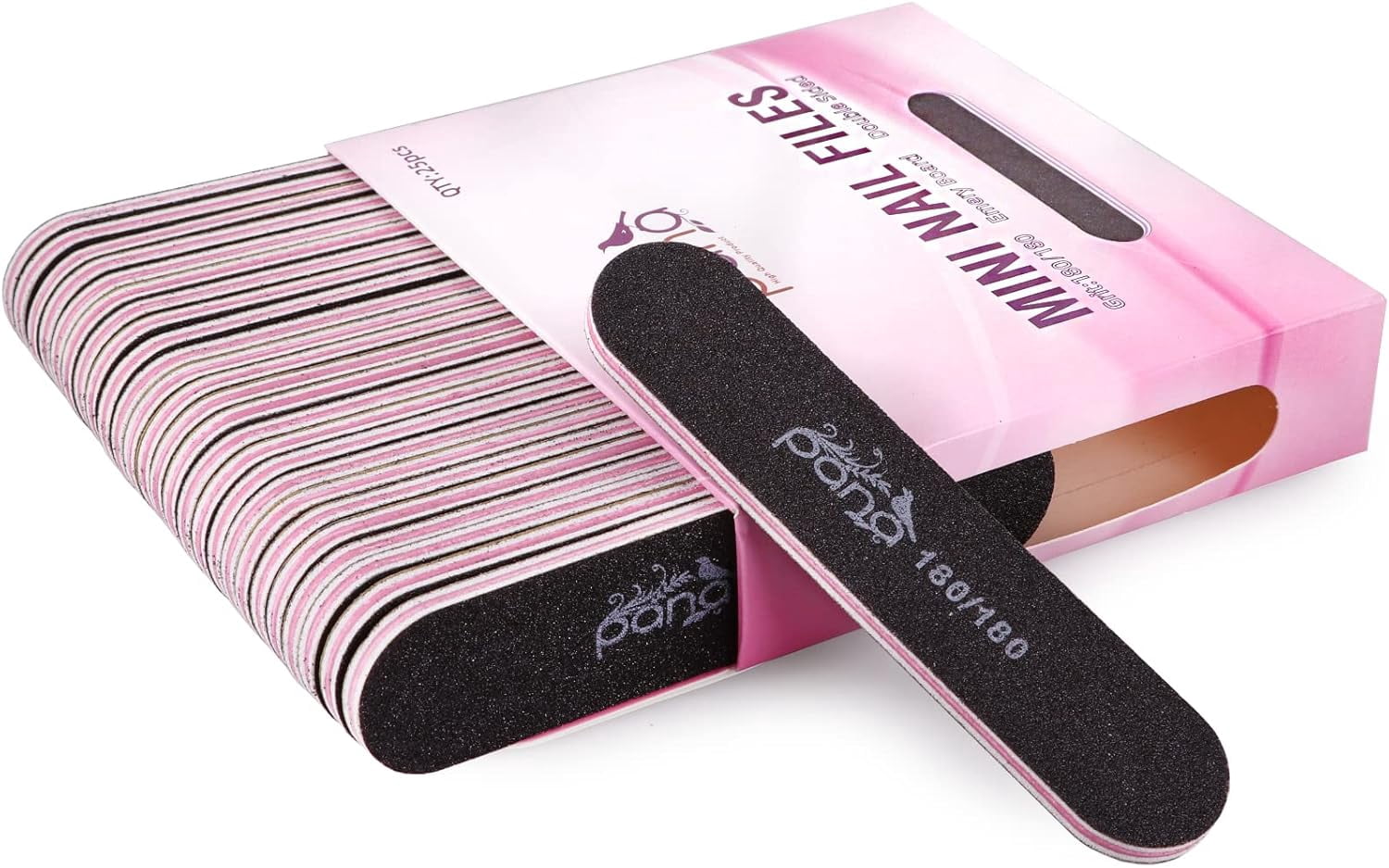 25PCS Size Professional Double Sided Nail Files - Black, 180/180 Grit ...
