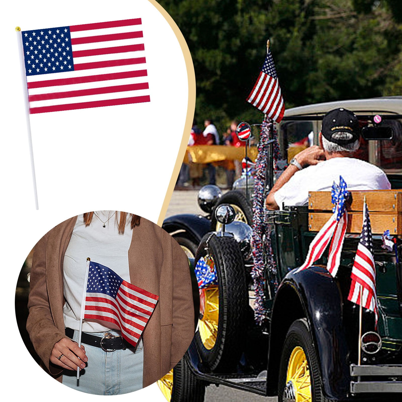25PCS Small American Flags on Stick Mini USA Flags for Outside ...