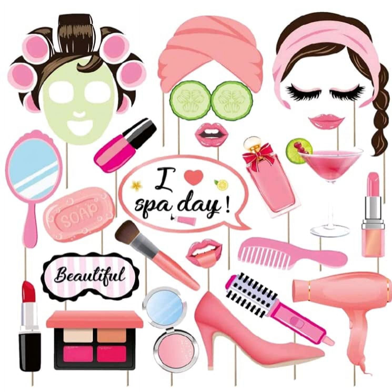25PCS Spa Party Photo Booth Props - Fun Makeup Themed Birthday Party ...