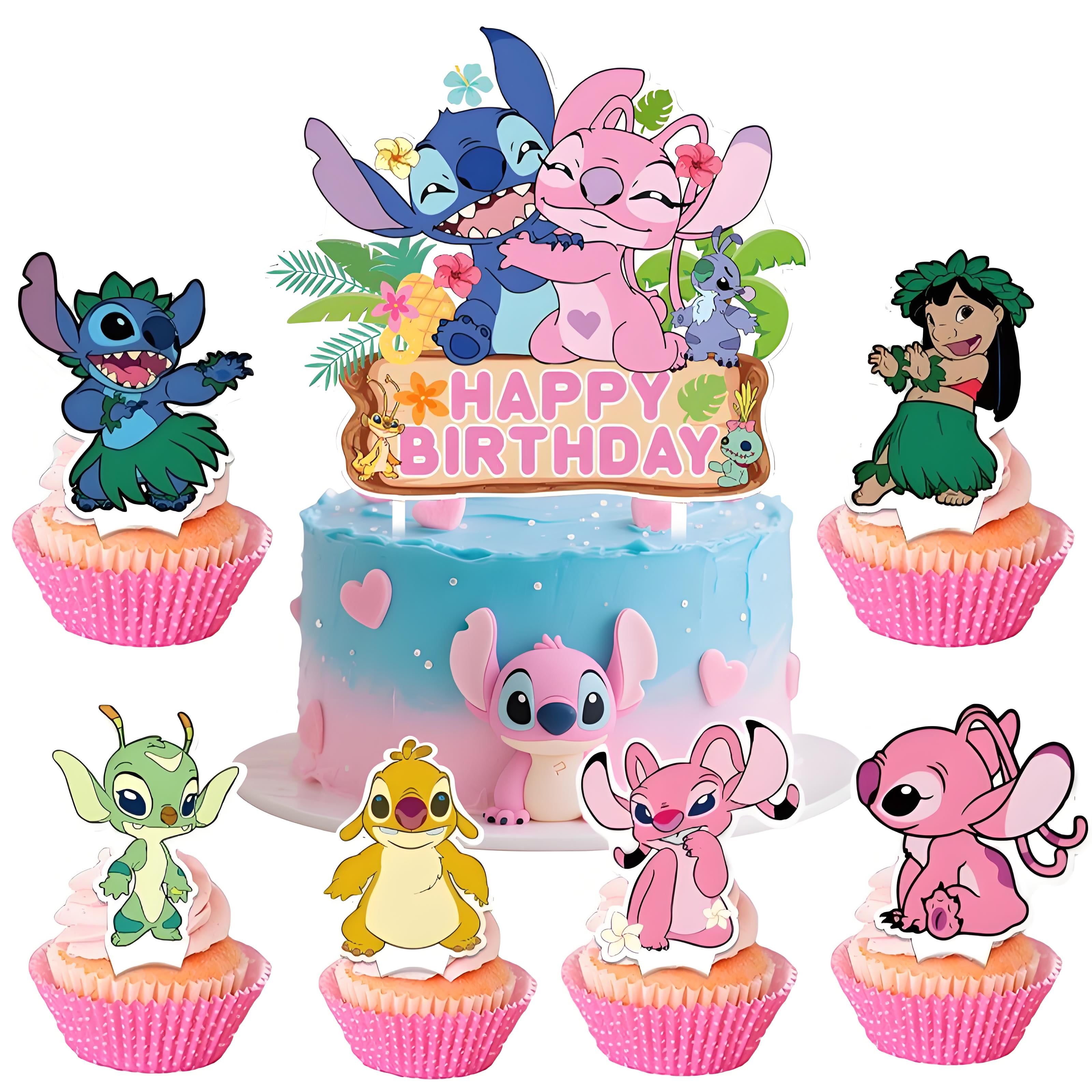 25PCS Stitch Cupcake Toppers Cake Toppers, Happy Birthday Party ...