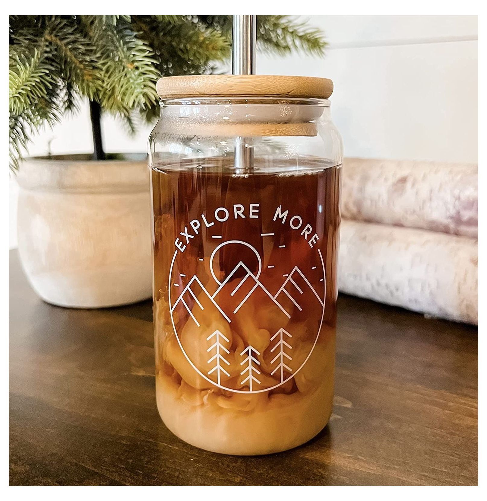 25PCS US-Stocked 16oz Sublimation Beer Can Shaped Glass with Bamboo Lid ...