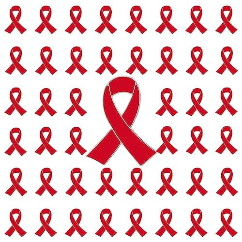 25PCS red ribbon pin lapel in bulk for HIV AIDS awareness, drug ...