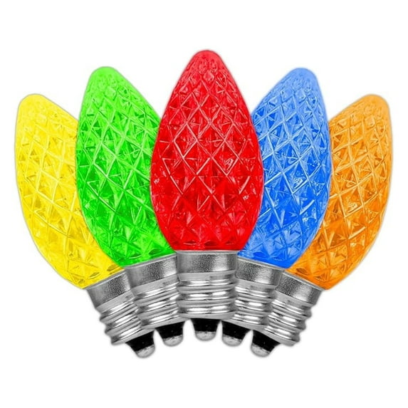 25PK C7 LED Faceted Ultra Bright Dimmable Outdoor Christmas Light ...