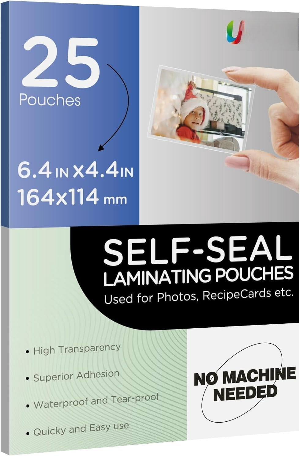 25Pack 4"" Self Seal Laminating Pouches, 10Mil Double-Sided for Recipe ...