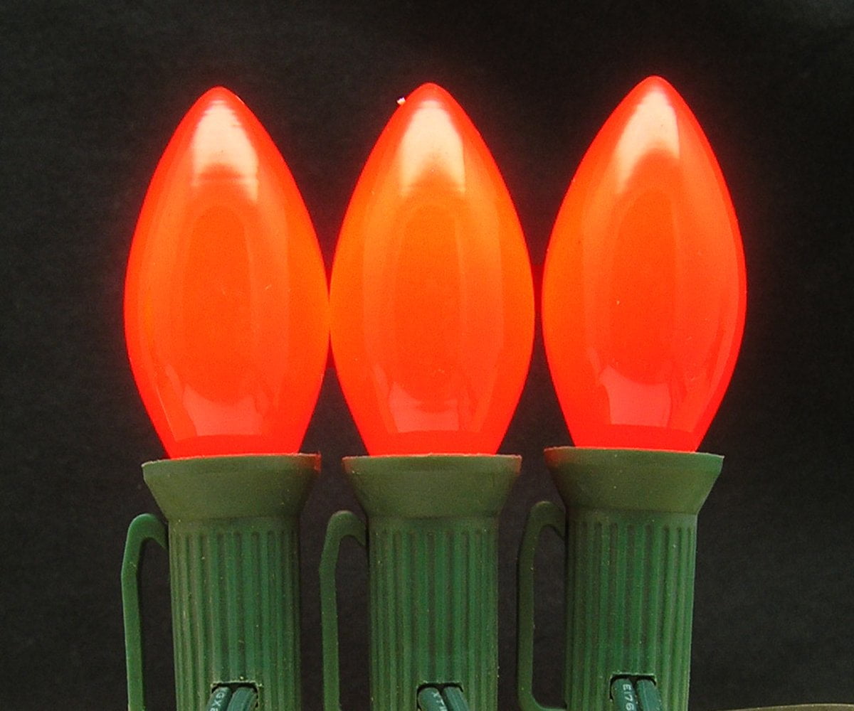 25Pack 7 Watt C7 Ceramic Red Incandescent Light Bulb, Candelabra Base ...