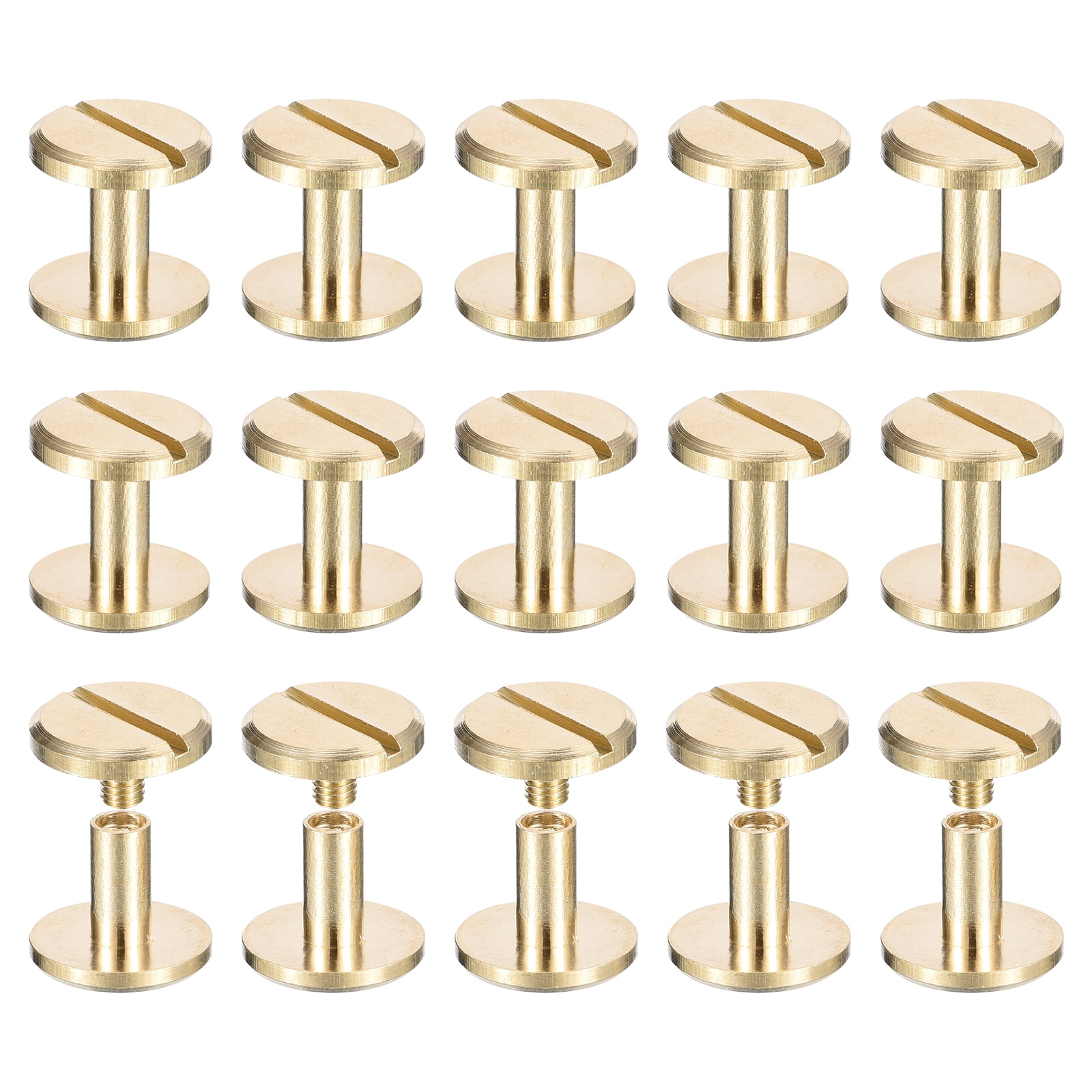 25Pack Brass Chicago Screws, 8x12mm Post Nail Stud Rivets, Brass Tone ...