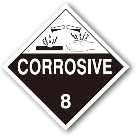 25Pack DOT Compliant Class 8 Corrosive Placards, 10.75x10.75 ...