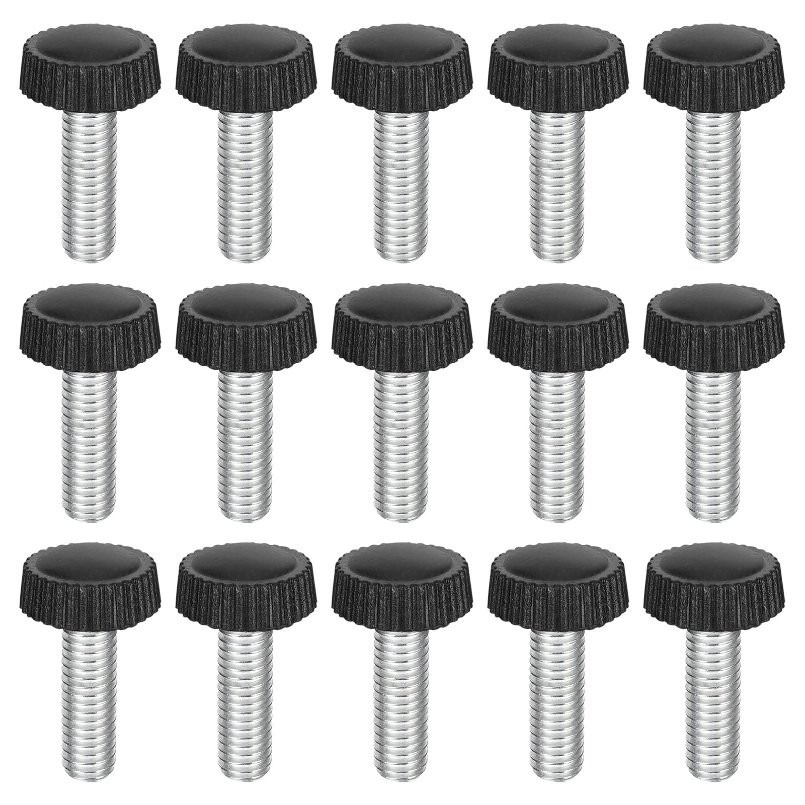 25Pack M6x20mm Threaded Knurled Thumb Screws, Zinc Plated Carbon Steel ...