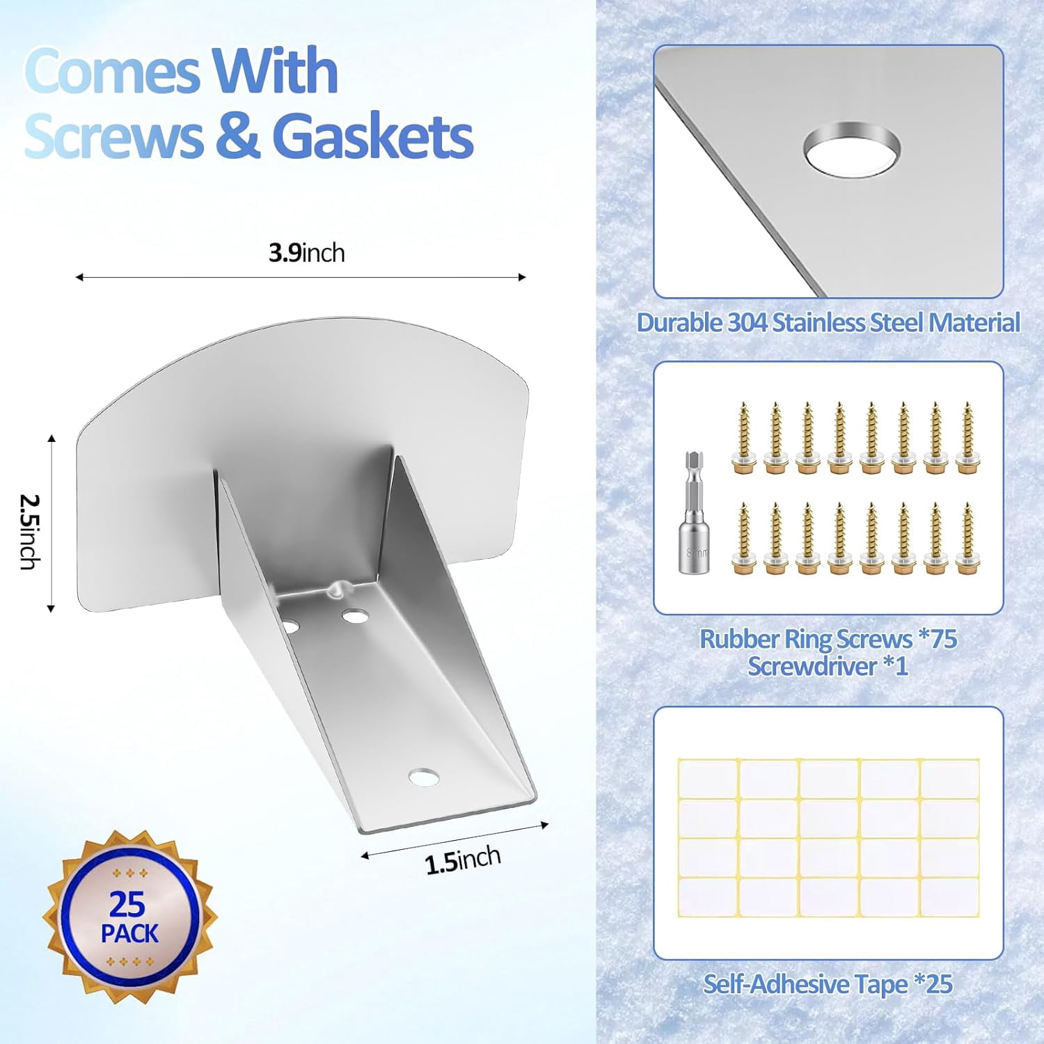 25Pack Plus Size Snow Guards for Metal Roofs, Metal Roof Ice Stops with ...