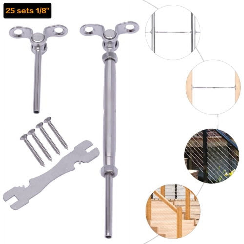 25Packs 1/8" Cable T316 Stainless Steel Wire Railing Tensioner Hardware ...