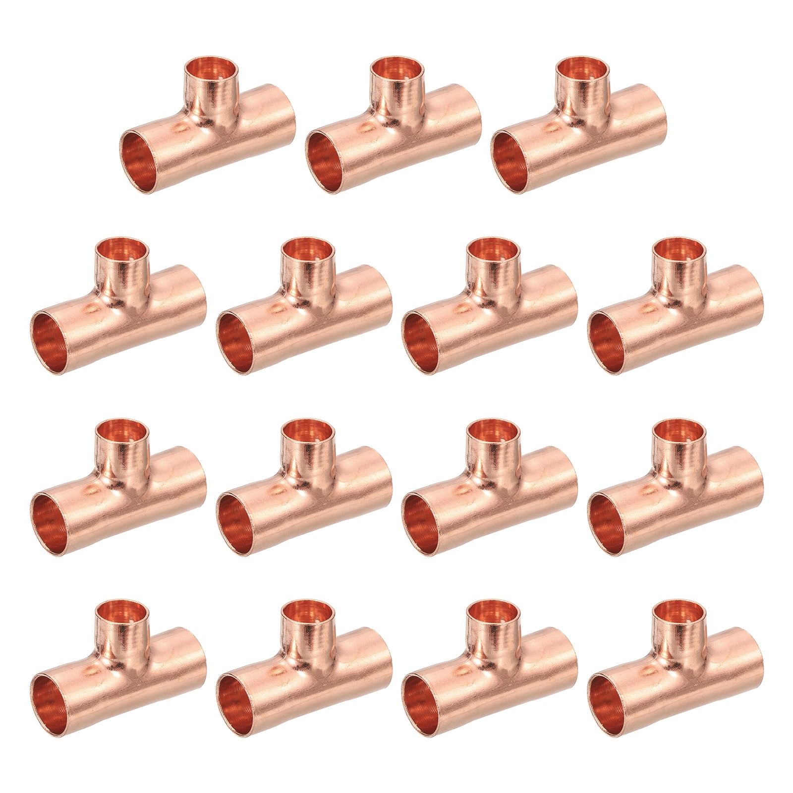 25Pcs 1/2" x 3/8" x 1/2" Copper Reducing Tee Pressure Pipe Fitting Connectors for Plumbing ...