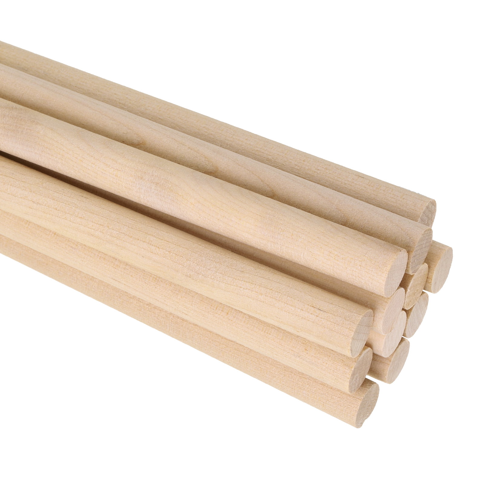 Uxcell 25 Pcs 1/2 x 6 inch Durable Soft Wooden Dowel Rods Wood Sticks ...