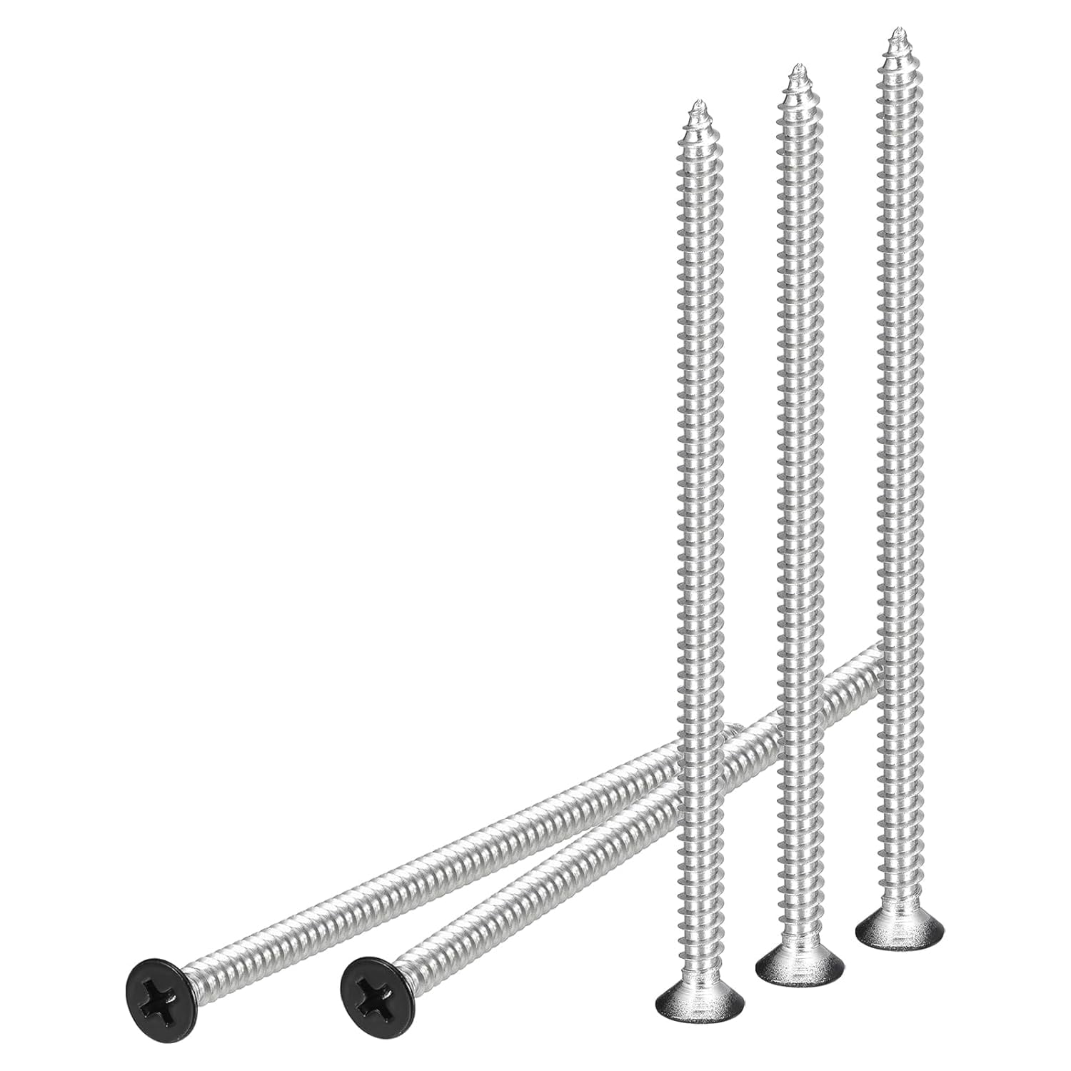 25Pcs #10x4" Flat Head Wood Screws, 304 Stainless Steel Black Phillips ...