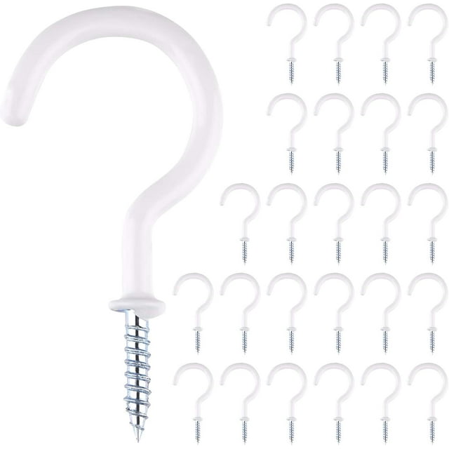 25Pcs 2 Inches Large Ceiling Hooks Vinyl Coated Wall Hanging Hooks ...