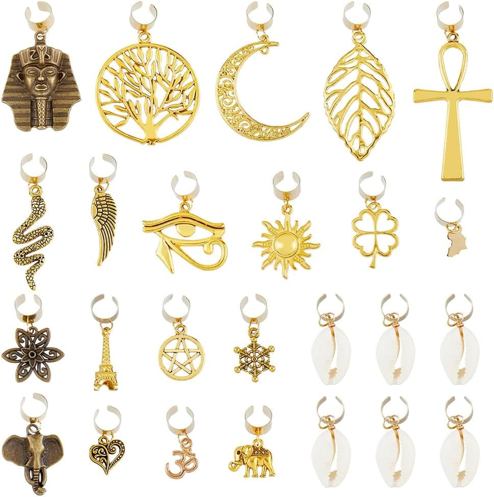 25Pcs 20 Style Wing Pharaoh Shell Locs Hair Cuffs Dreadlocks Braids ...