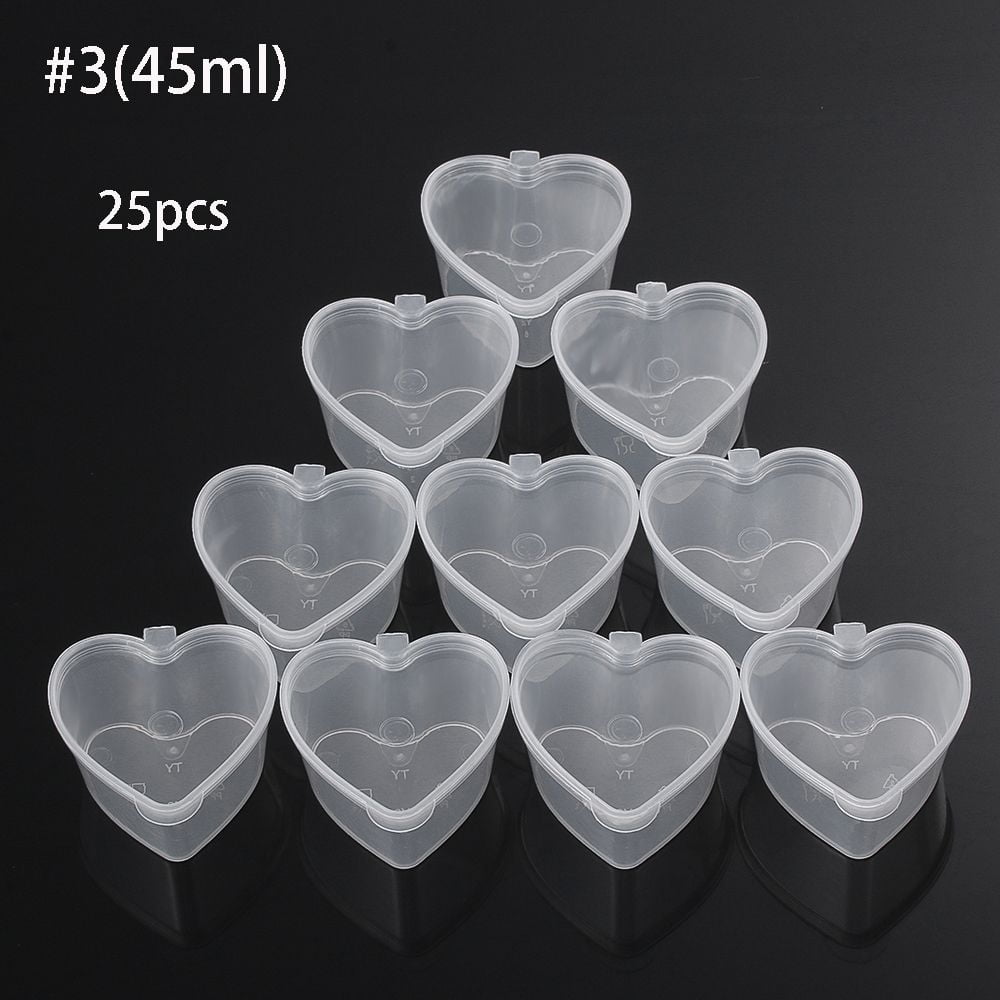 25Pcs 25/45ML Disposable Plastic Takeaway Sauce Cup Containers Food Box With Hinged Lids Small ...