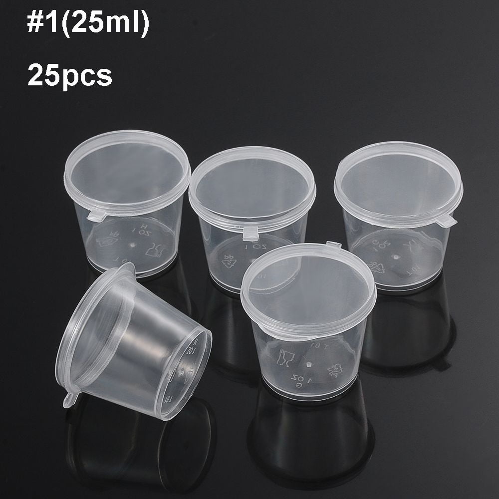25Pcs 25/45ML Disposable Plastic Takeaway Sauce Cup Containers Food Box ...