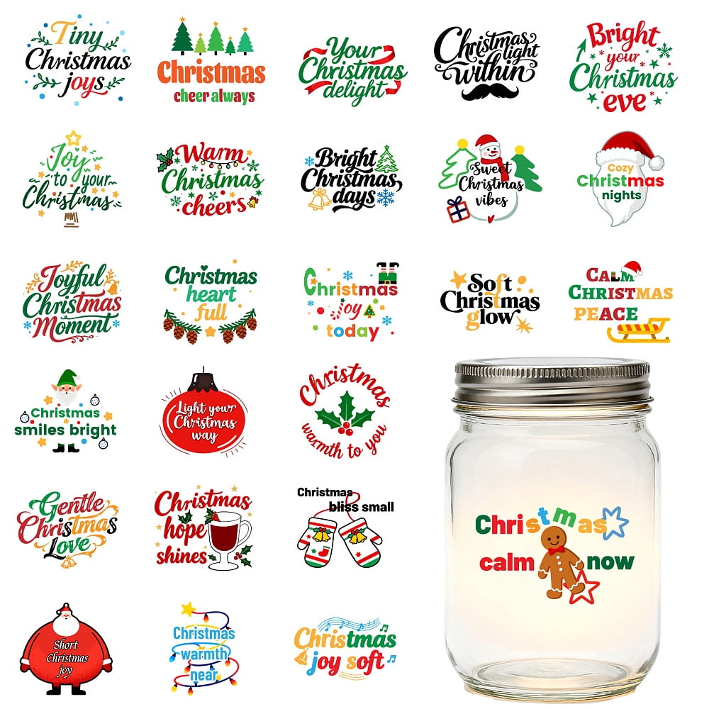 25Pcs 25 Styles Christmas Word Stickers Xmas Decals - Walmart.com