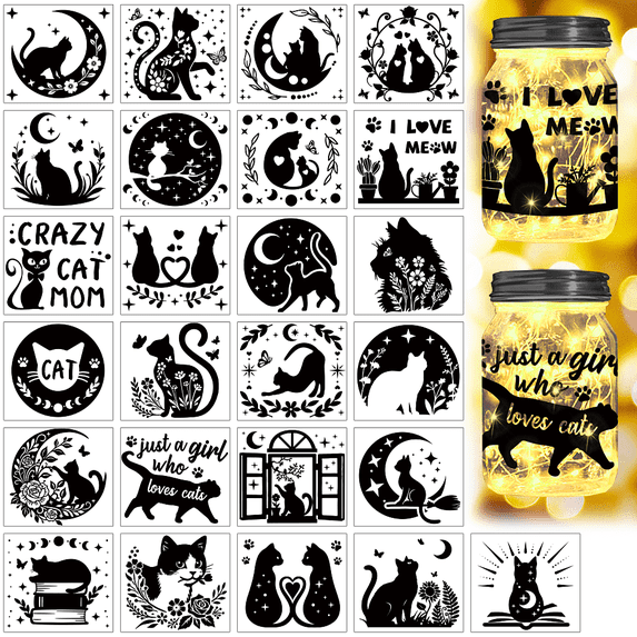 25Pcs 25 Styles PVC Self Adhesive Stickers Waterproof Embossed Decals ...