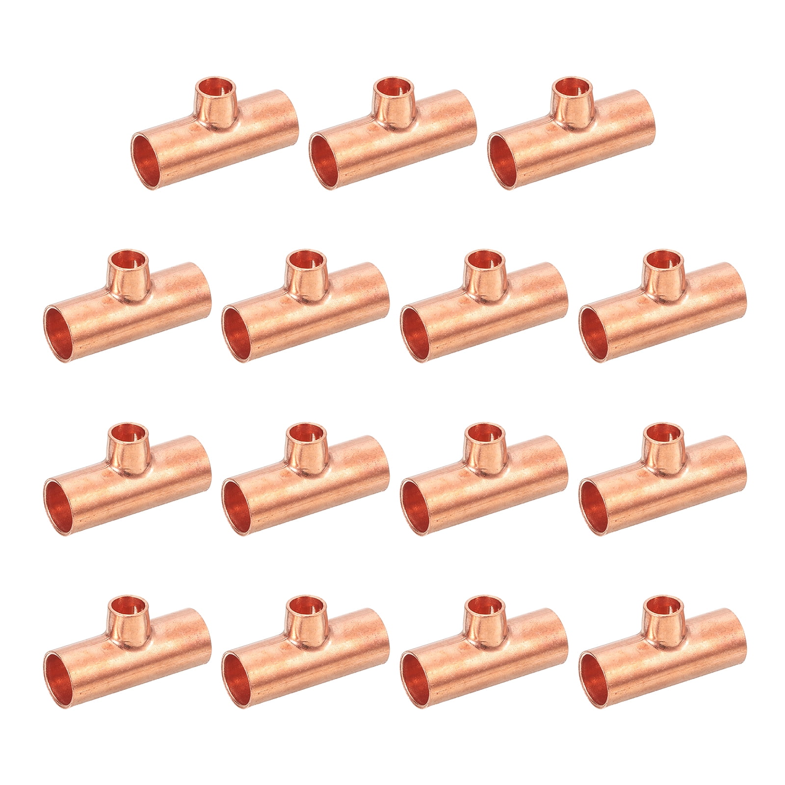 25Pcs 3/8" x 1/4" x 3/8" Copper Reducing Tee Pressure Pipe Fitting Connectors for Plumbing ...