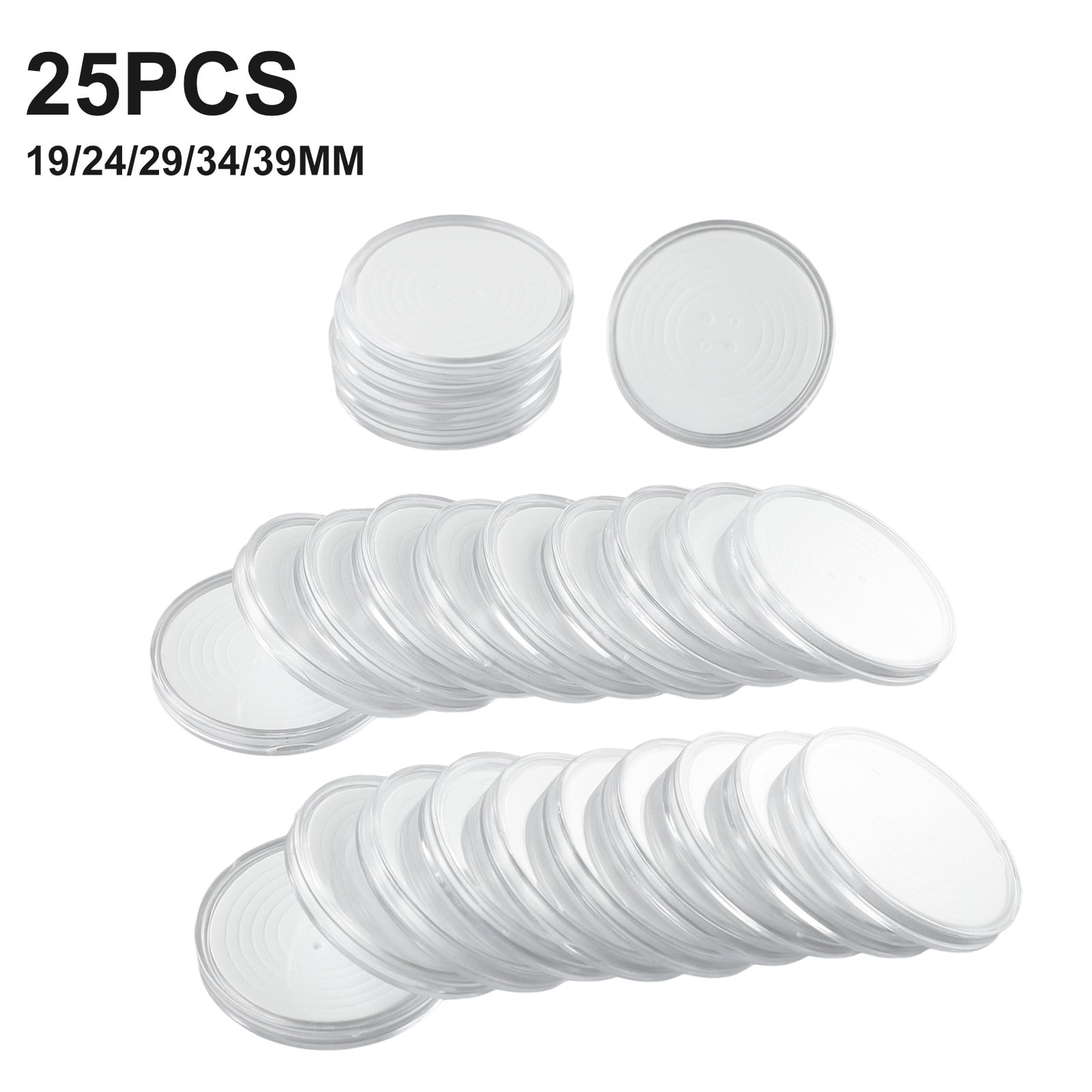 25pcs 46mm Transparent Plastic Coin Holder Coin Collecting Box Case ...