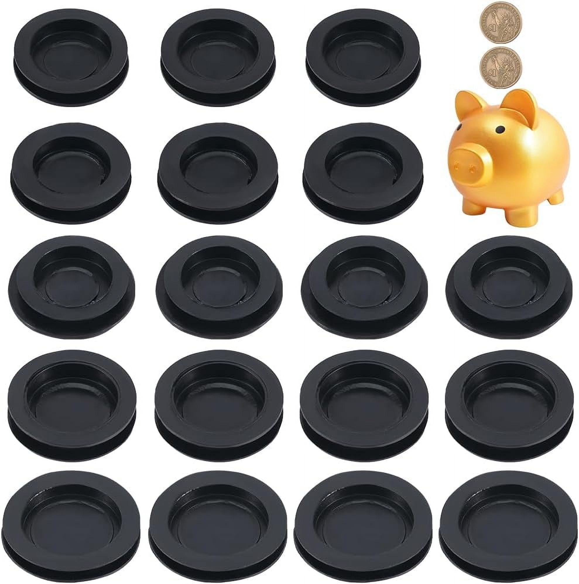 25Pcs 5 Sizes Piggy Bank Stopper Black Round Piggy Bank Plugs Bottom ...
