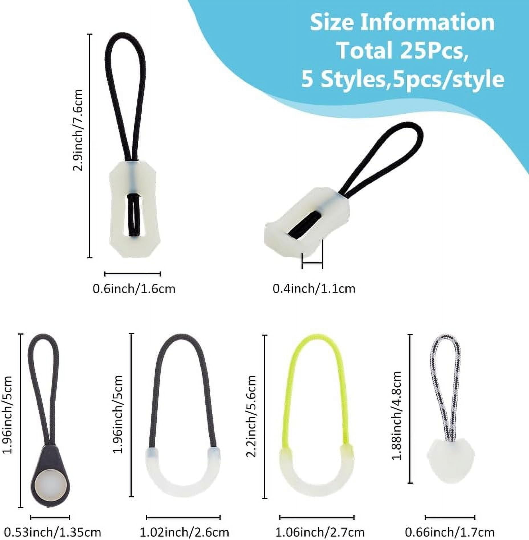 25Pcs 5 Styles Luminous Zipper Pulls Luggage Zipper Pull Replacement U ...