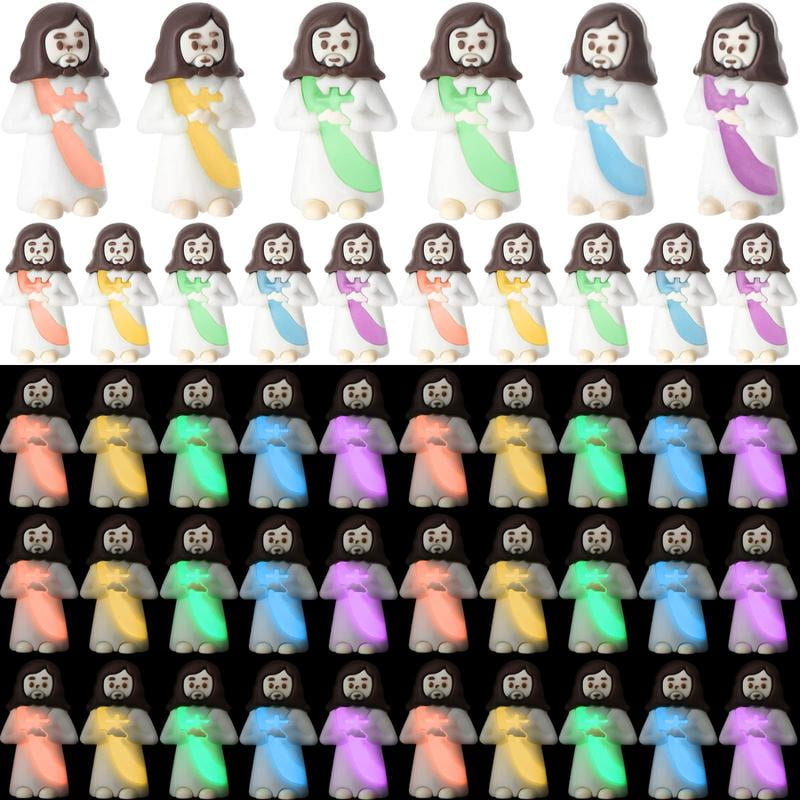 25Pcs/50 Pcs Glow in The Dark Mini Jesus Figures Glowing Little Jesus ...