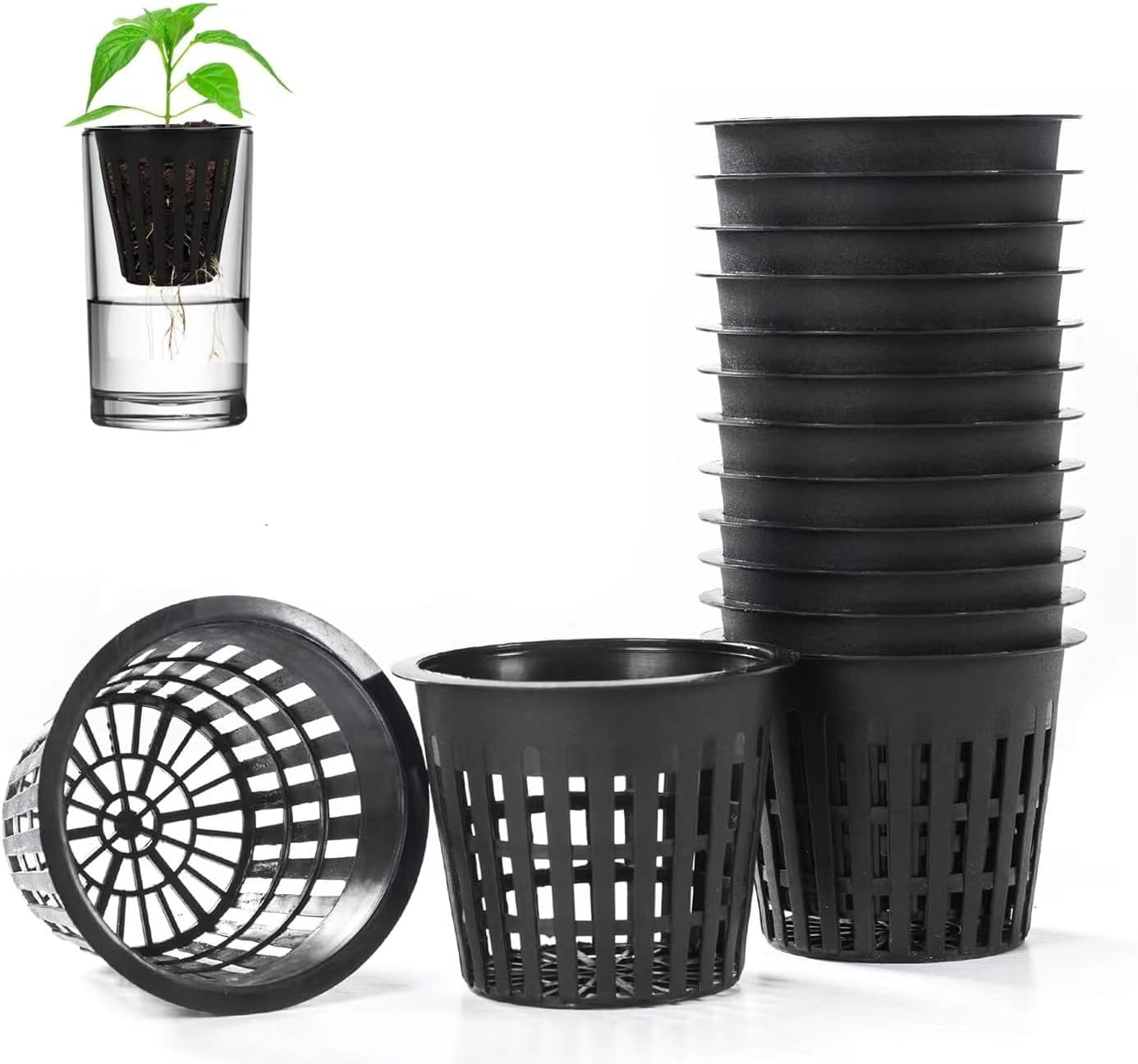 25Pcs/50Pcs 3 inch Net Cup Pot, Garden Plastic Slotted Mesh Net Cups ...