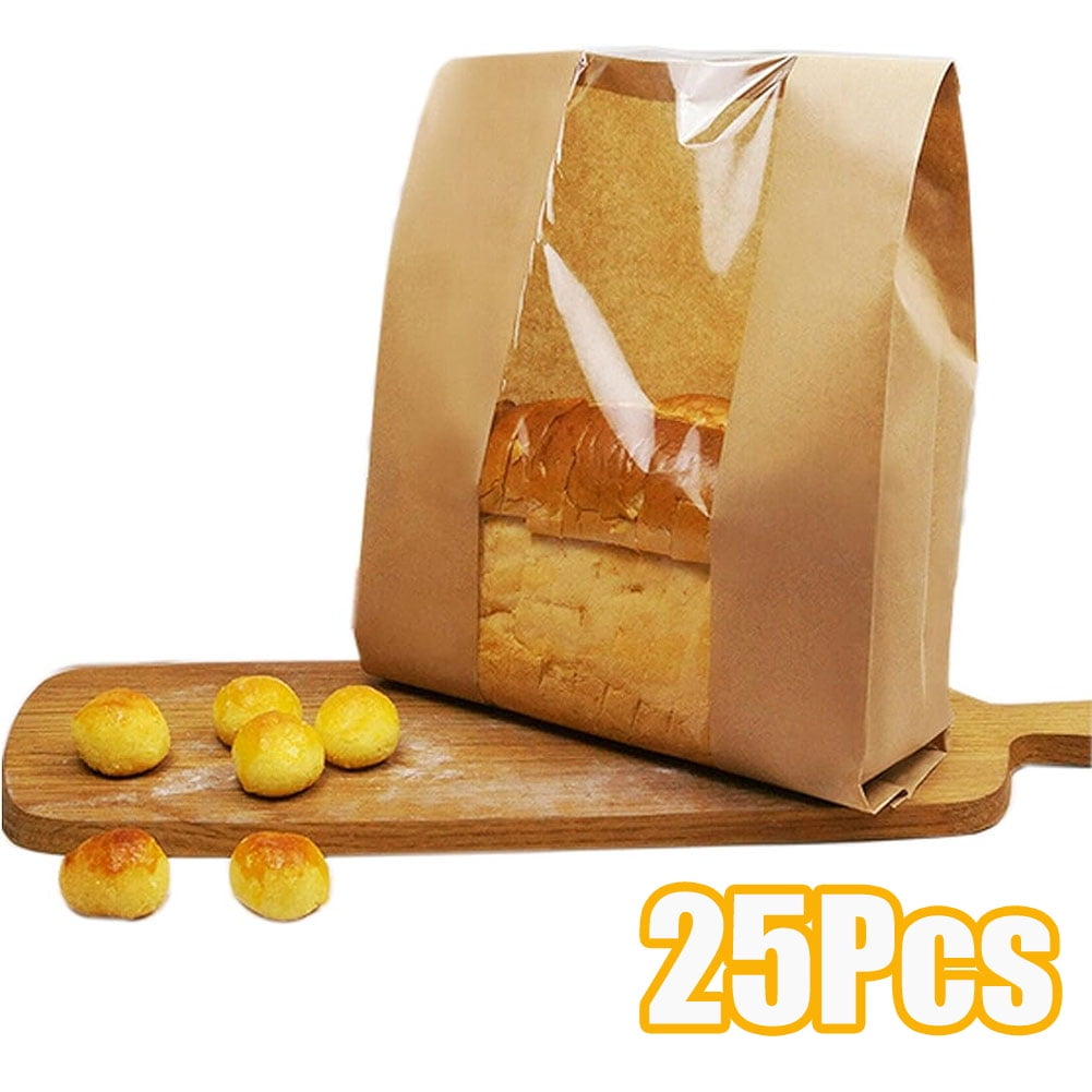 25Pcs/50Pcs Paper Bread Loaf Bag Kraft Food Packaging Storage Bakery ...