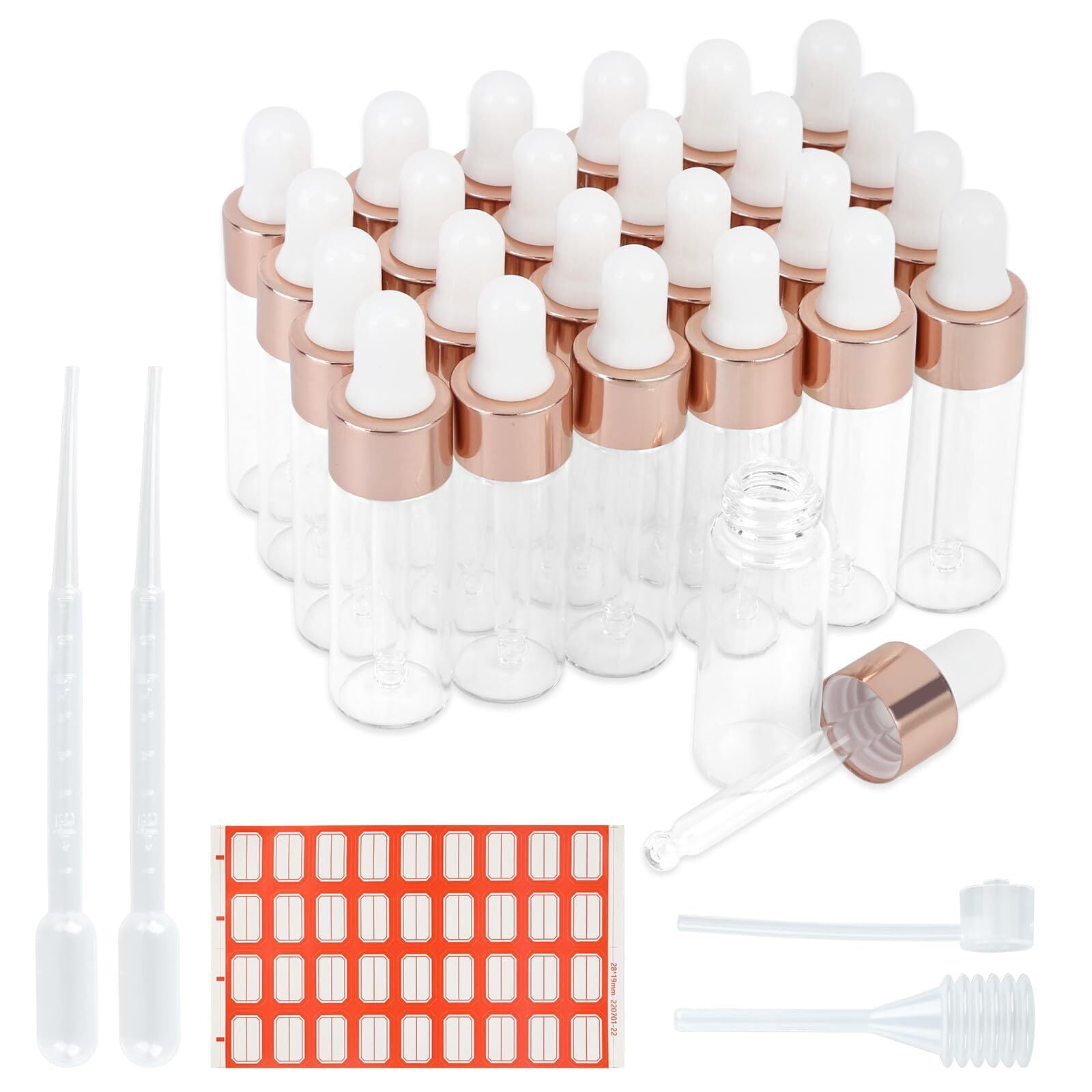 25Pcs 5ml Clear Glass Bottle with 2ml Dropper,Pipette Liquid Bottles ...