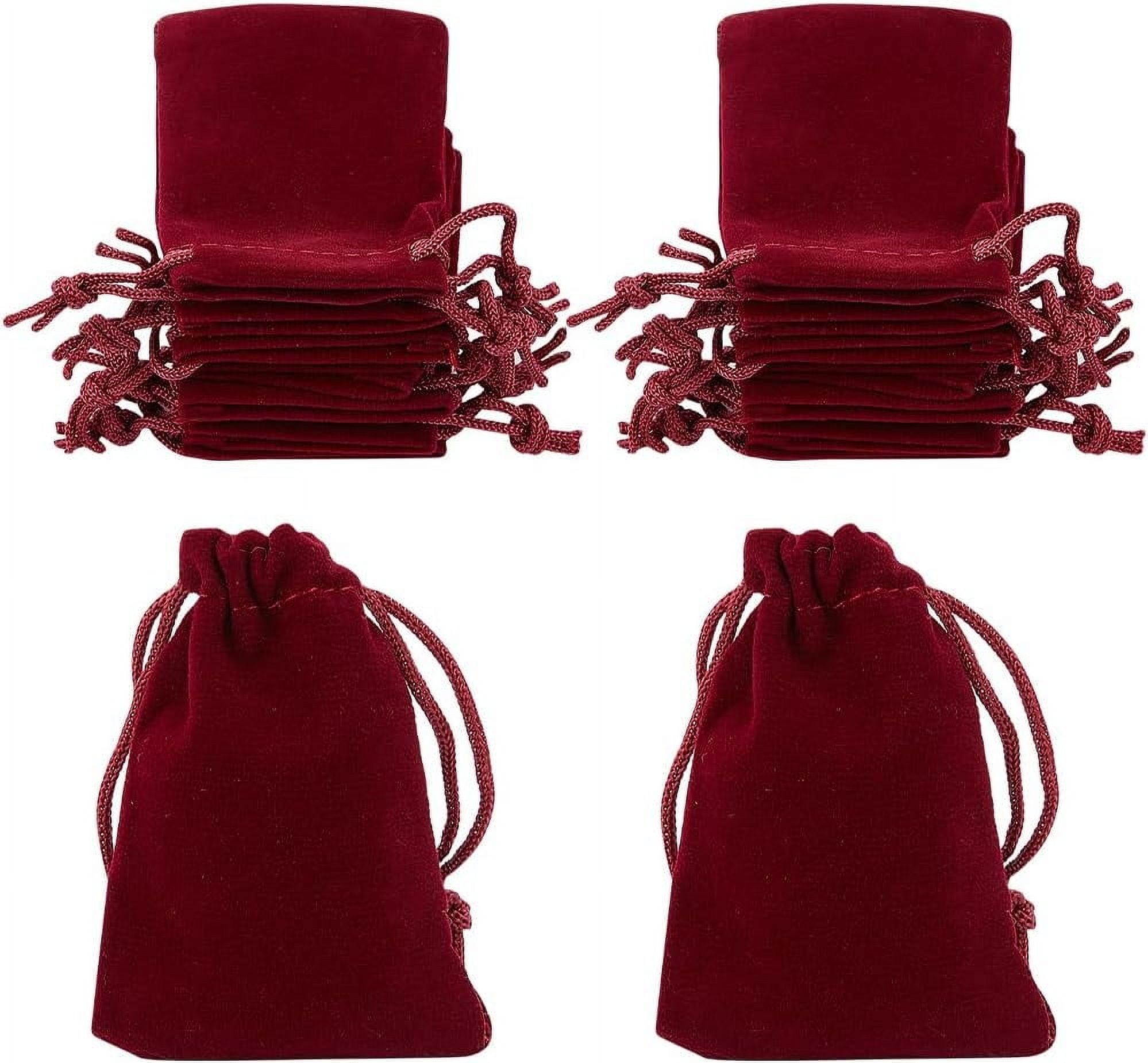 25Pcs 7x5cm Velvet Pouches Dark Red Burgundy Red Soft Velvet Cloth Gift ...