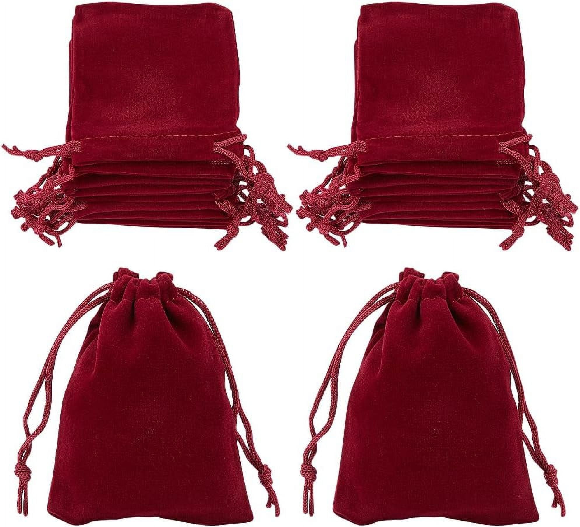 25Pcs 9x7cm Jewelry Pouches Dark Red Burgundy Red Soft Velvet Cloth ...