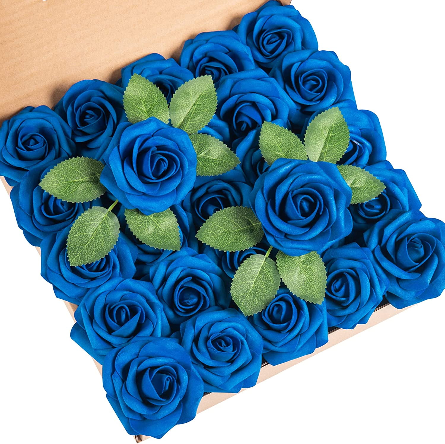 25Pcs Artificial Roses Flowers Fake Roses with Stems Real Touch Foam ...