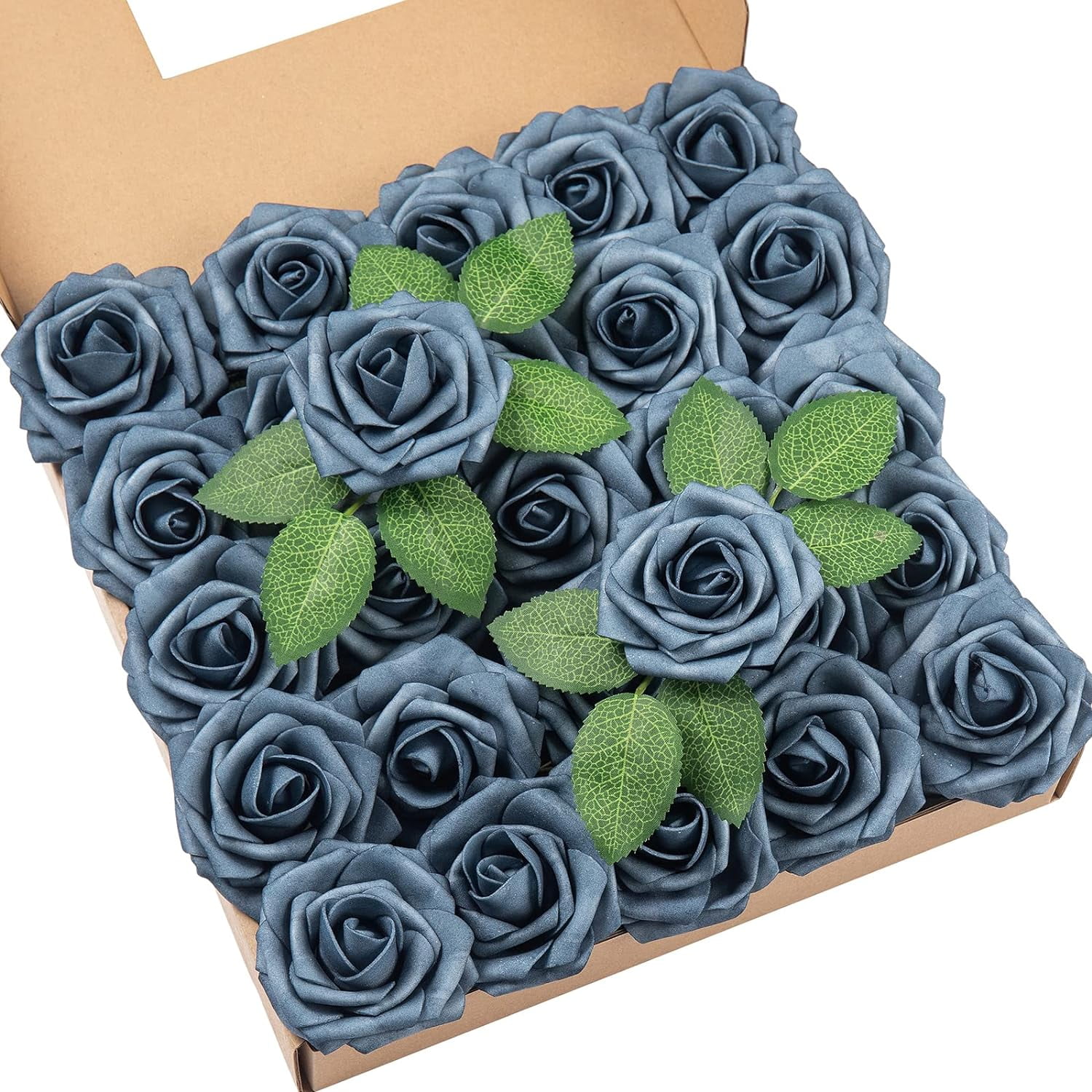 25Pcs Artificial Roses Flowers Fake Roses with Stems Real Touch Foam ...