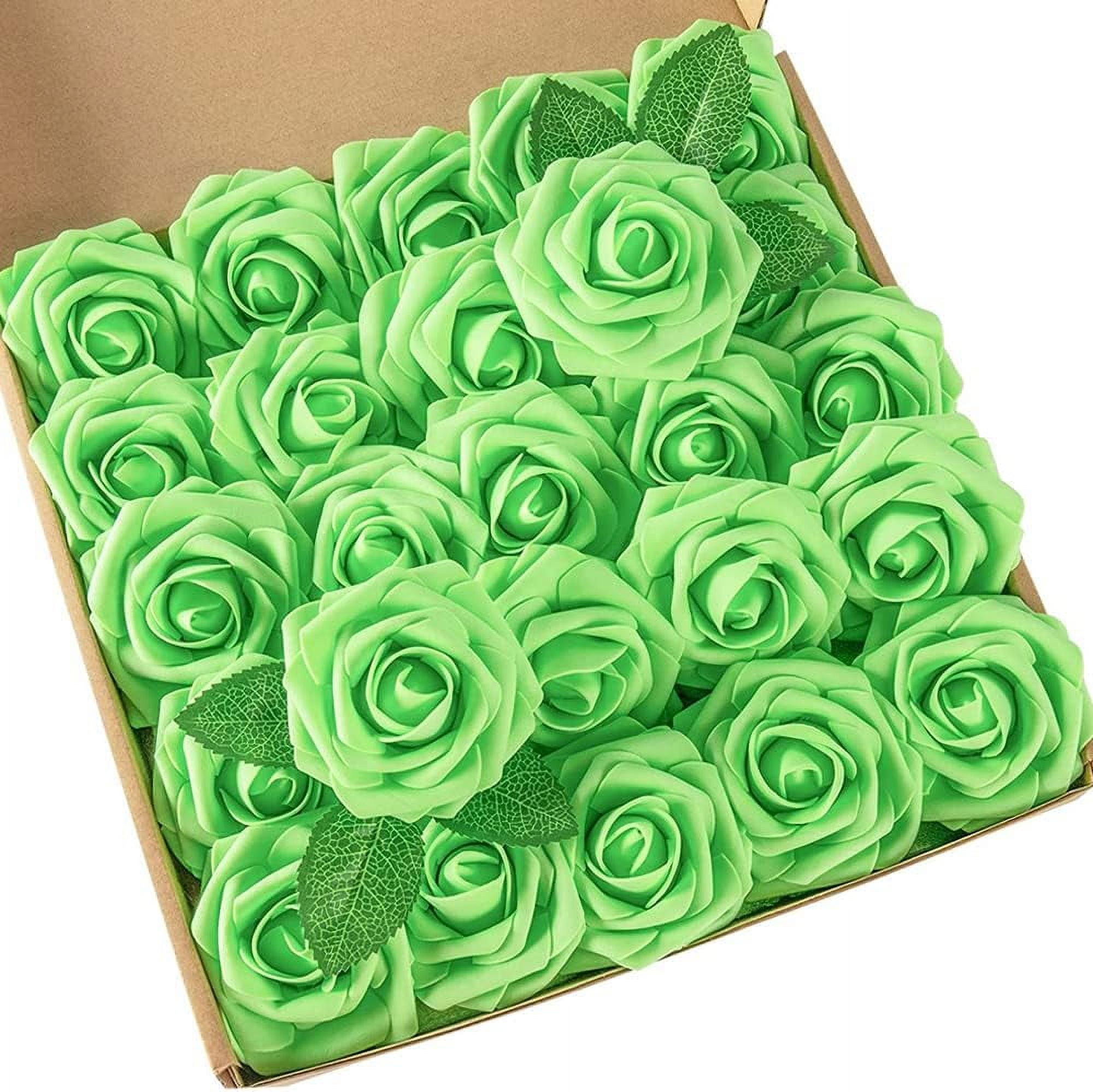 25Pcs Artificial Roses Flowers Fake Roses with Stems Real Touch Foam ...