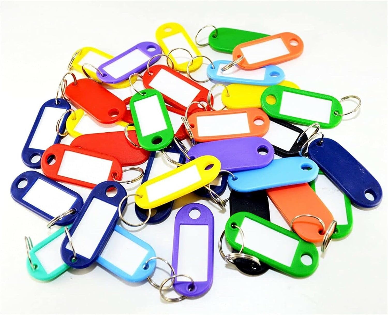 25Pcs Assorted Key Plastic Colour Tags Paper Inserts Split Rings ID ...