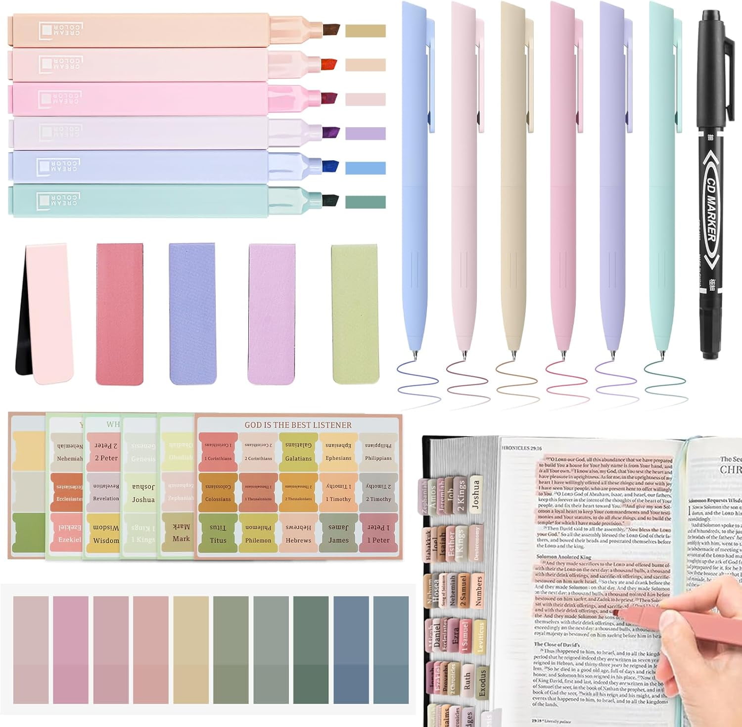 25Pcs Bible Journaling Kit, 6 No Bleed Bible Highlighters, 6 Smooth ...