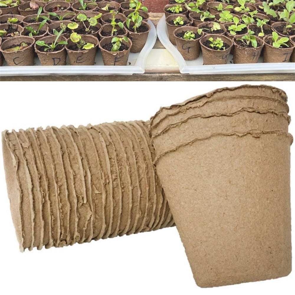 25Pcs Biodegradable Pulp Plant Pots,Natural Plantable Nursery Cup,Round ...
