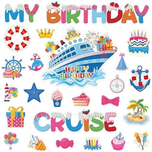 25Pcs Birthday Cruise Door Magnets Decorations, Birthday Cruise Magnets ...