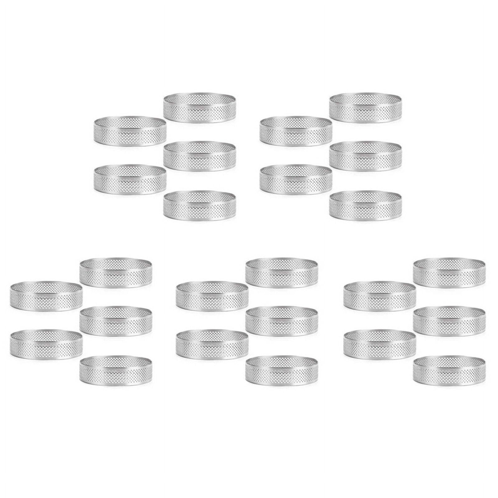 25Pcs Circular Tart Rings with Holes Stainless Steel Fruit Pie Quiches ...