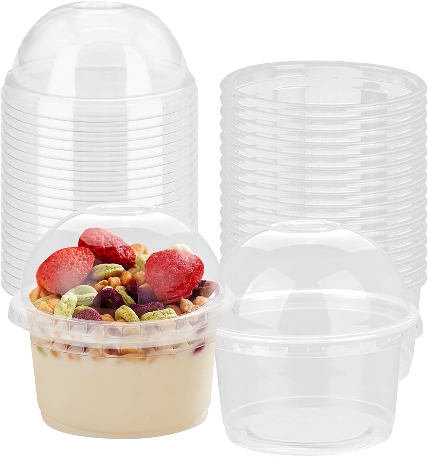 25Pcs Clear Dessert Cups,QZS Plastic Containers with Lids for Ice Cream ...