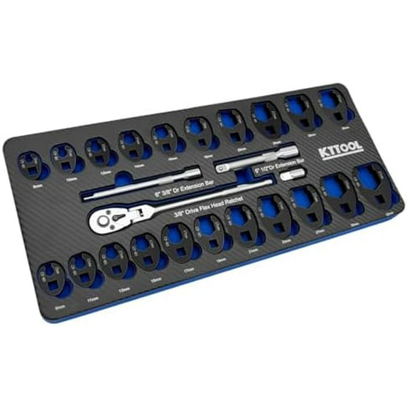 25Pcs Crows foot Wrench Set 1/2" and 3/8” Drive Flare Nut Crowfoot ...