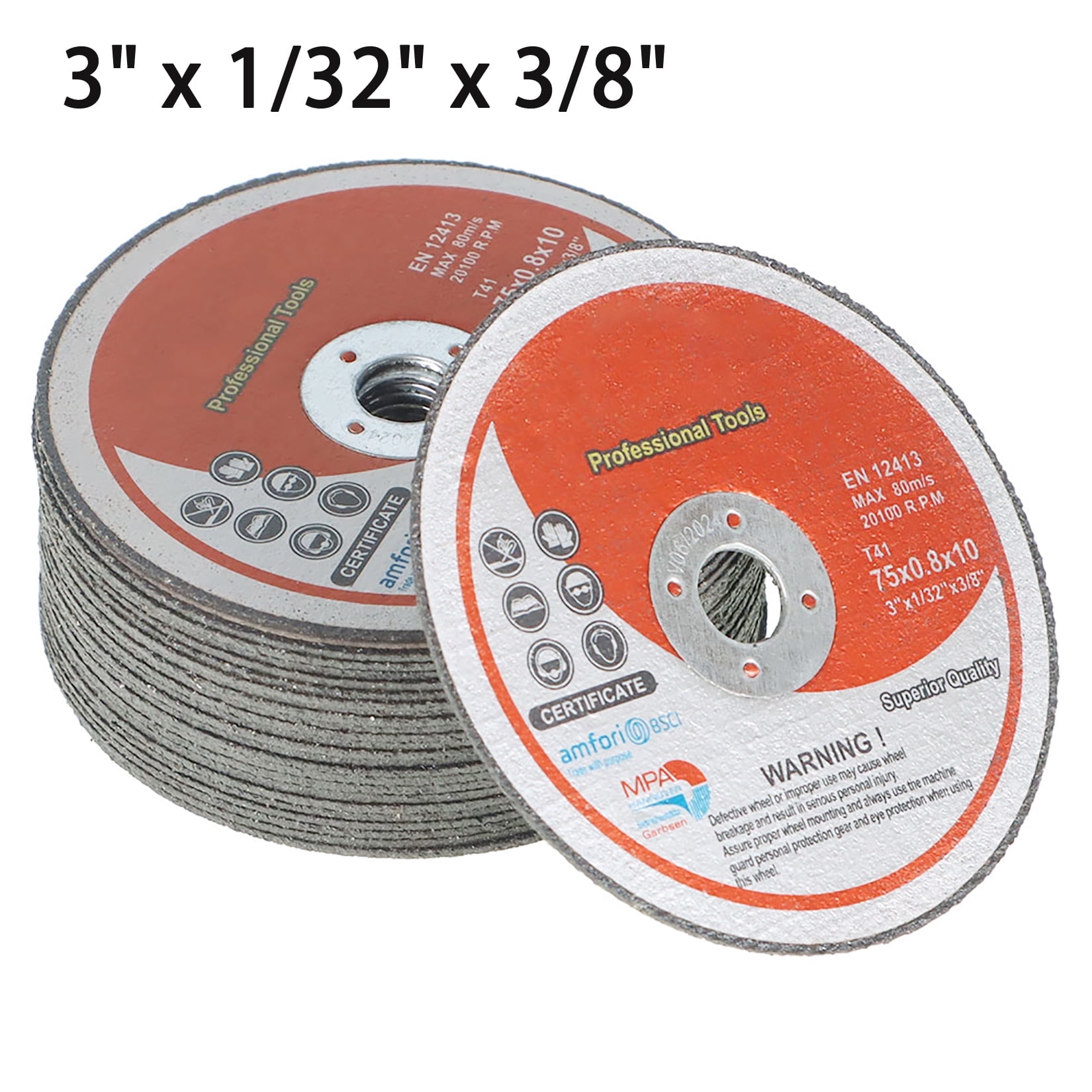 25Pcs Cut-Off Wheels 3 x 1/32 x 3/8 inch Metal and Stainless Steel Cutting Wheel Angle Grinder ...