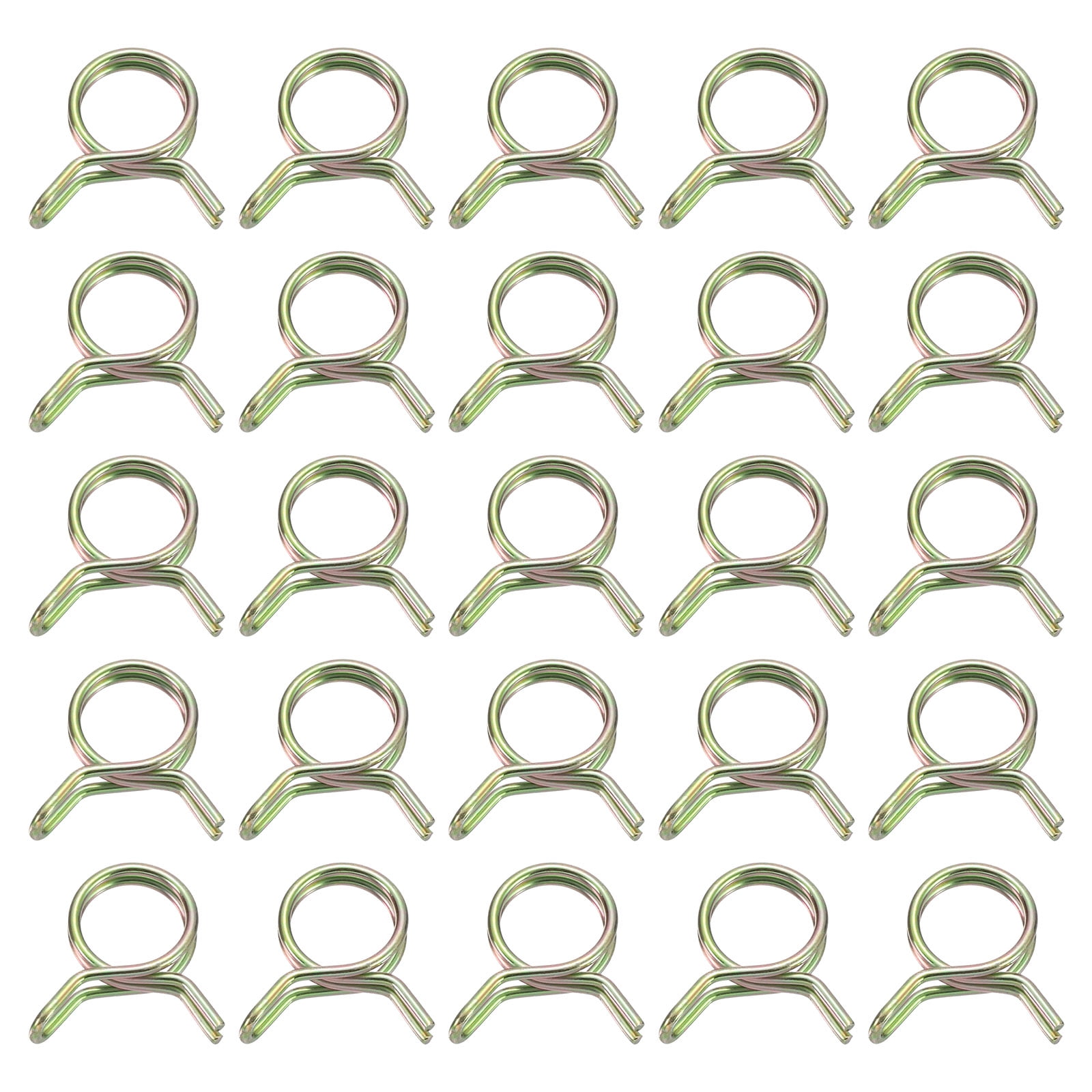 25Pcs Double Wire Spring Hose Clamps, 10mm Tube Clips, Color Zinc ...