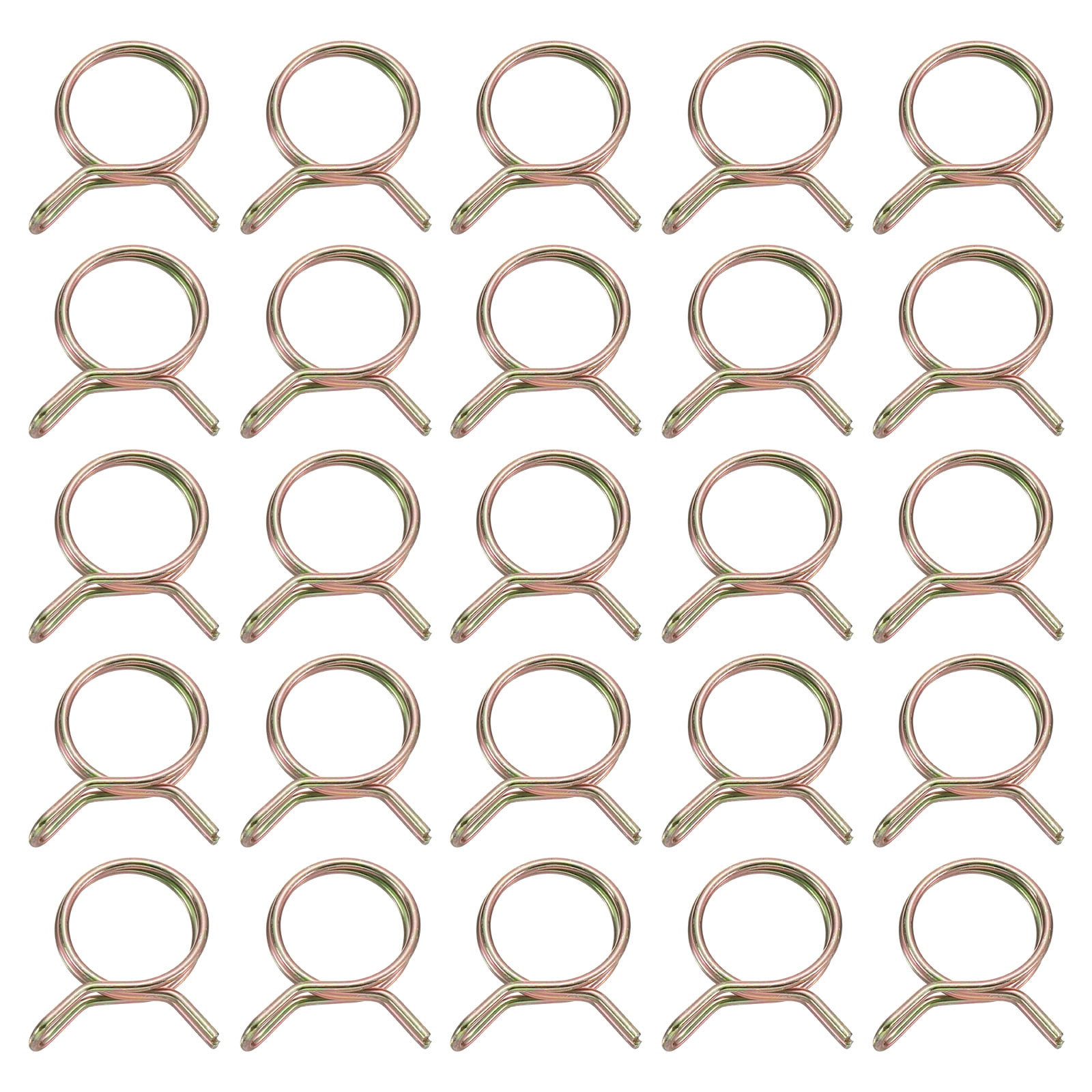 25Pcs Double Wire Spring Hose Clamps, 14mm Tube Clips, Color Zinc ...