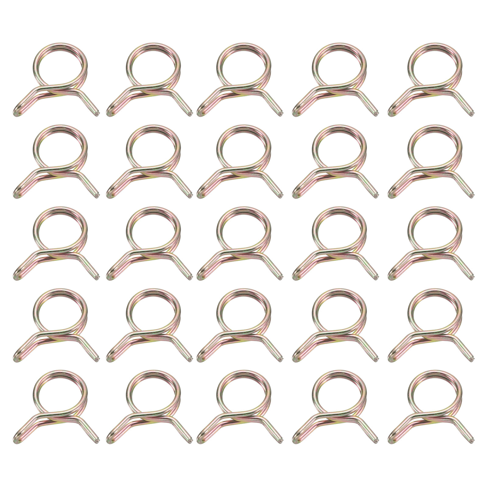 25Pcs Double Wire Spring Hose Clamps, 9mm Tube Clips, Color Zinc ...