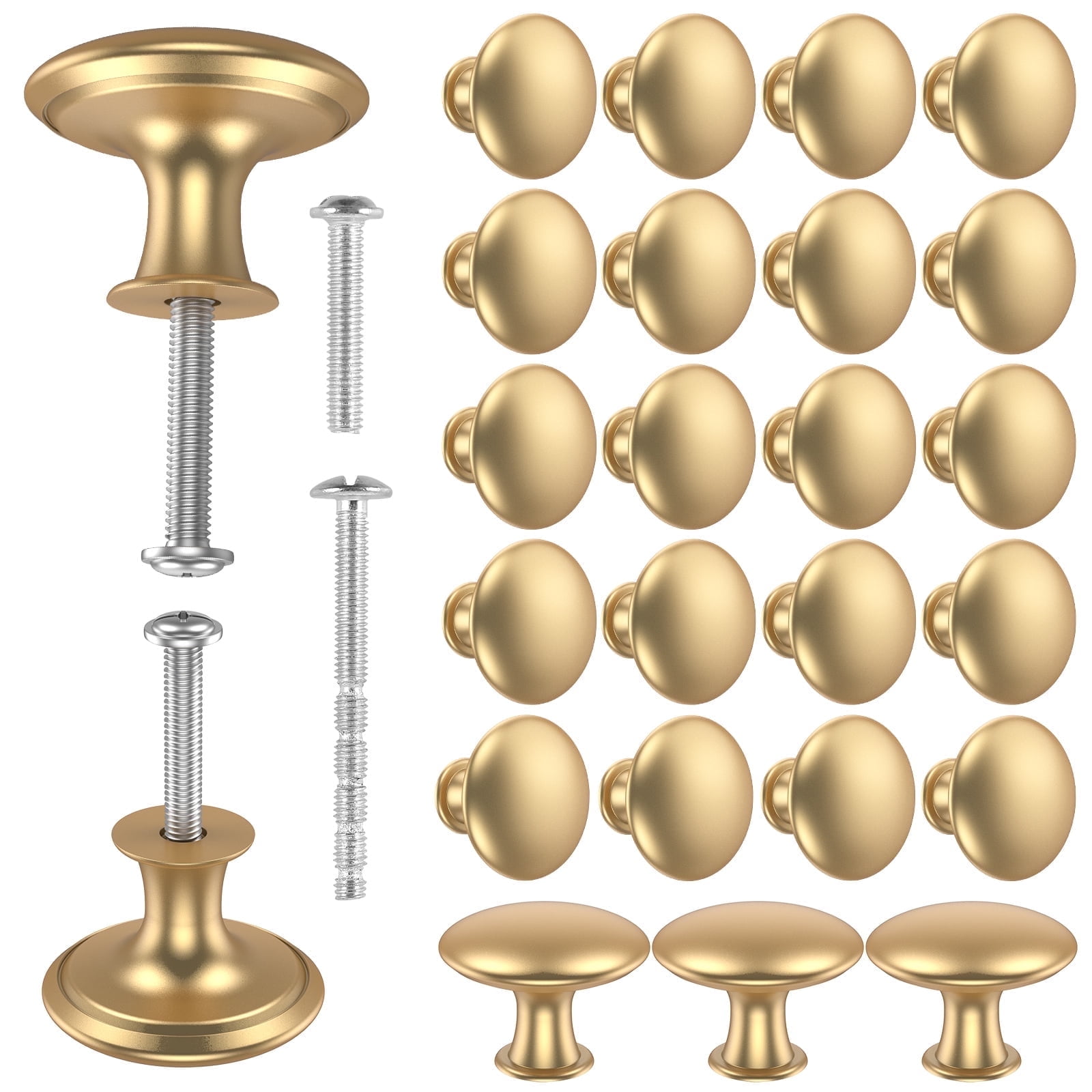 Hvxrjkn 25Pcs Drawer Knob Set Zinc Alloy Cabinet Handles Rustproof Gold ...